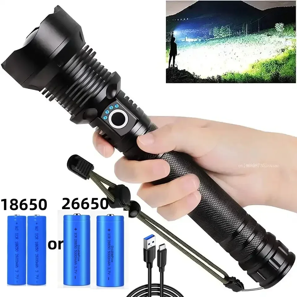 Torce-a-LED-ricaricabili-torcia-impermeabile-zoomabile-Super-luminosa ...