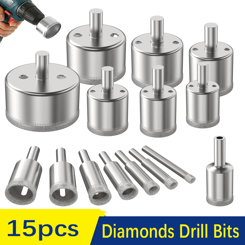 15Pcs-Diamond-Coated-Center-Drill-Bits-Hole-Saw-Cup-Saw-Easy-to-Locate ...