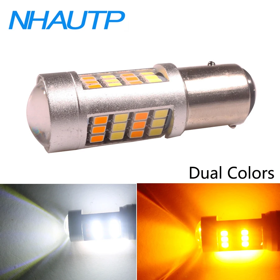 Nhautp 1pcs 1157 Dual Color Car Led Lights White+amber P21/5w Bay15d ...