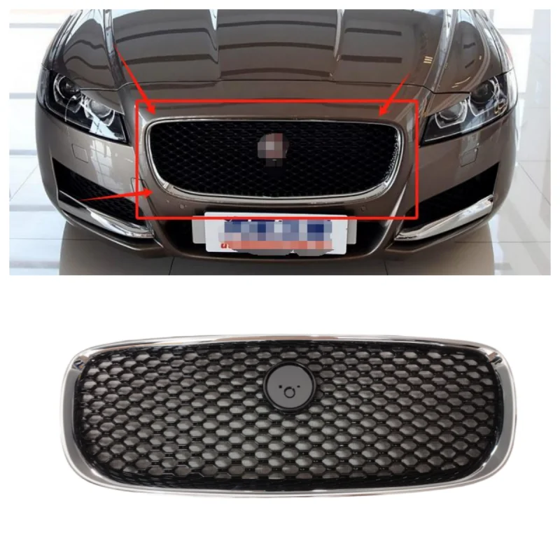 T2H3986 T2H3984 Upper Grill Front Mesh Grille ABS Chrome For Jaguar XF ...