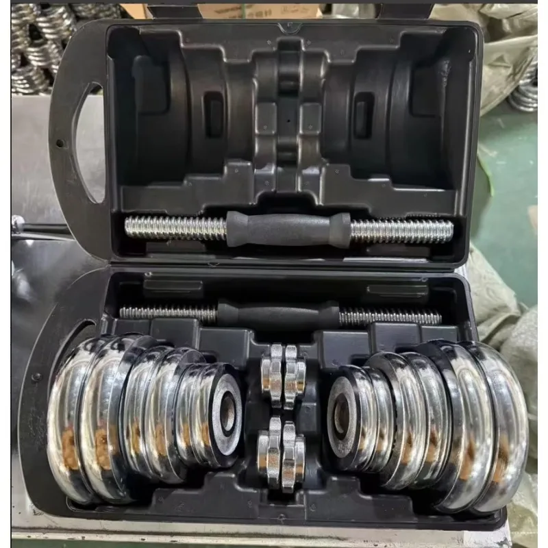 YTYIN Portable 15kg Dumbbell Box Set With Barbell Electroplating Steel ...