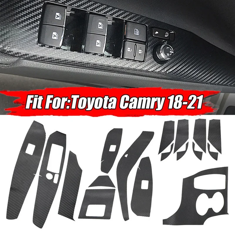 18pcs-set-Car-Stickers-3D-Carbon-Fiber-Style-Car-Interior-Decor-Films ...