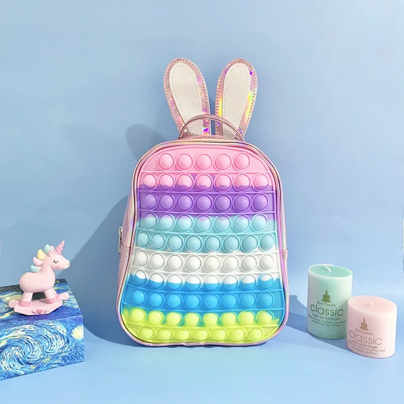 Rainbow-Backpack-for-Kids-Girls-Boys-Bubble-Bag-with-ear-Bunny-ears ...