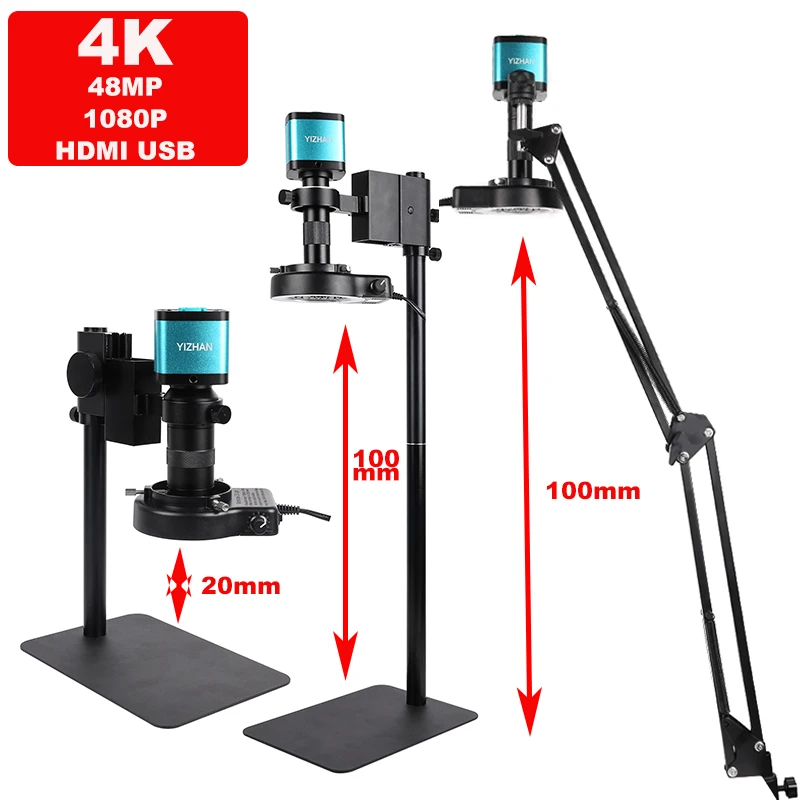 4K 48MP 1080P HDMI Microscópio de Vídeo Câmera 130X/150X/180X Zoom C ...