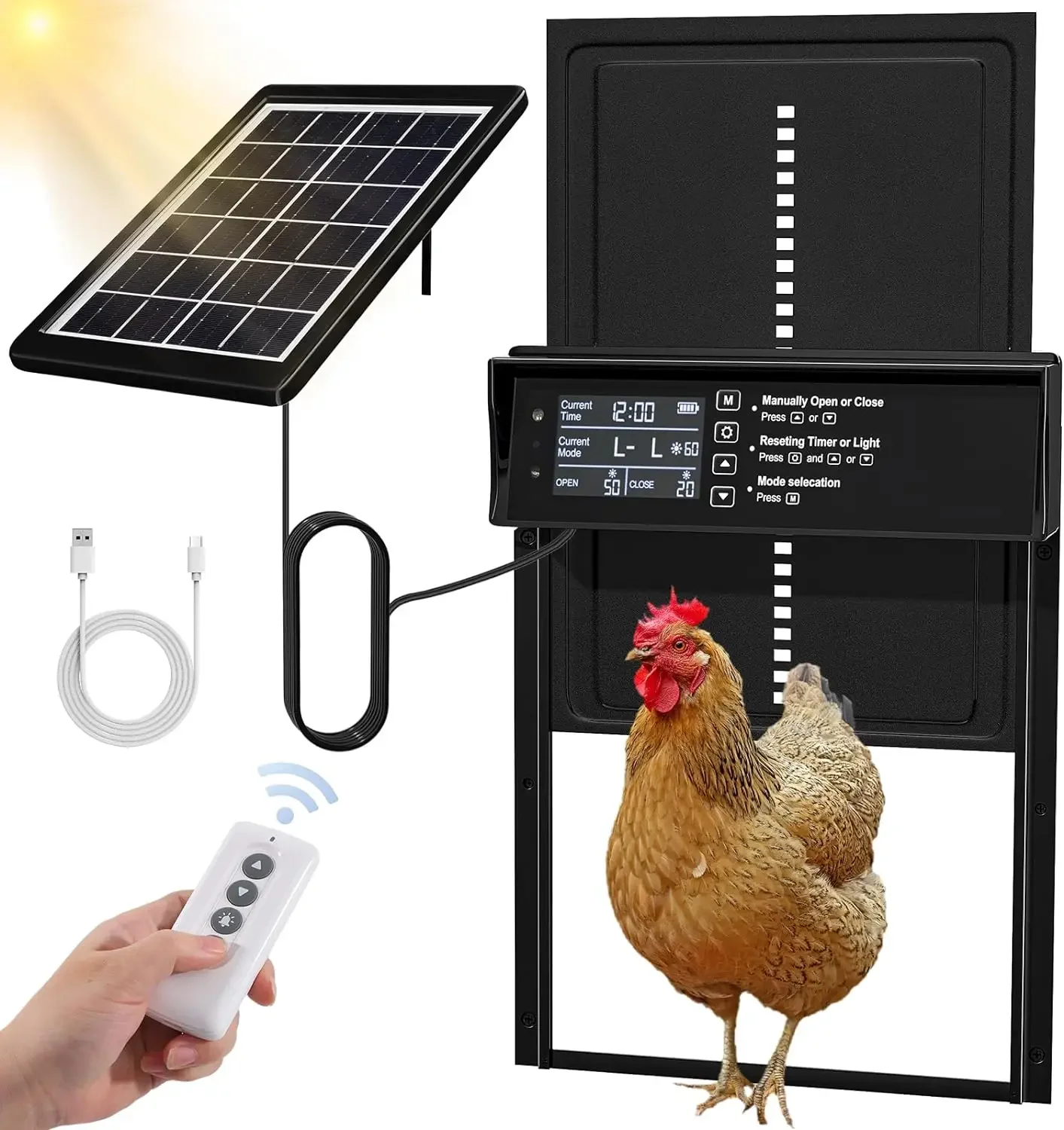 Solar-Chicken-Coop-Door-Automatic-Chicken-Door-Solar-Powered-USB ...