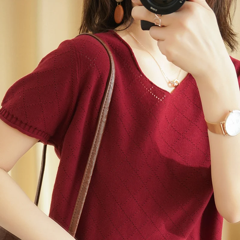 Women-s-T-shirt-summer-new-style-100-cotton-knitted-short-sleeved ...