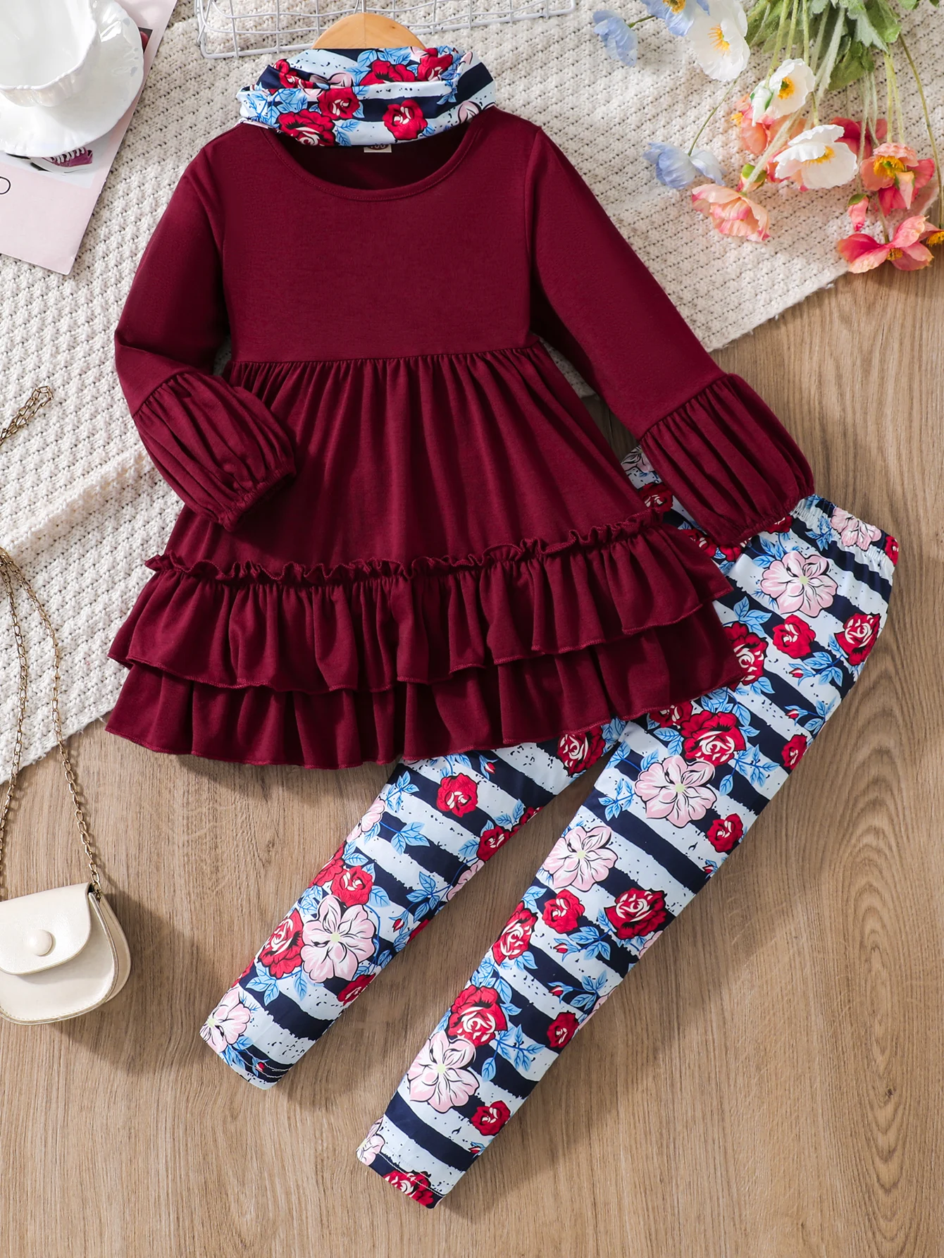 Trendy-Girls-Comfy-Long-Sleeve-Pullover-Dress-Leggings-Pants-Set-For ...