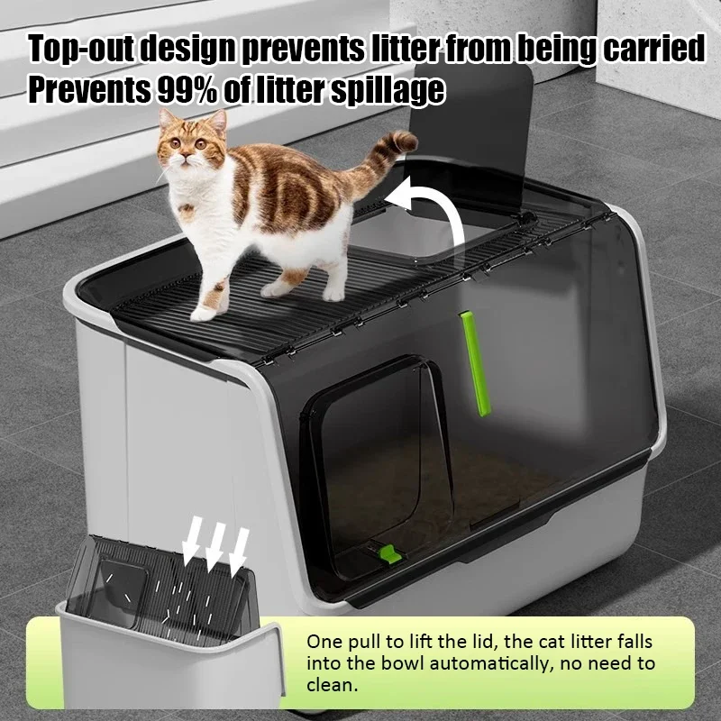 New Top-entry Cat Litter Box Tray Kitten Extra Large Fully Enclosed ...