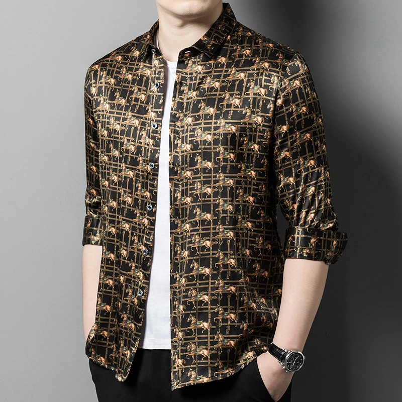 High-Quality-100-Real-Silk-Gold-Luxury-Gentleman-Business-Shirts-Mens ...