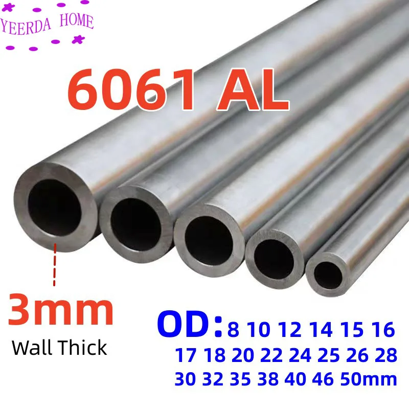 Aluminium Pipe 3mm Thickness 8-50mm OD Straight Round 240mm 490mm Long ...