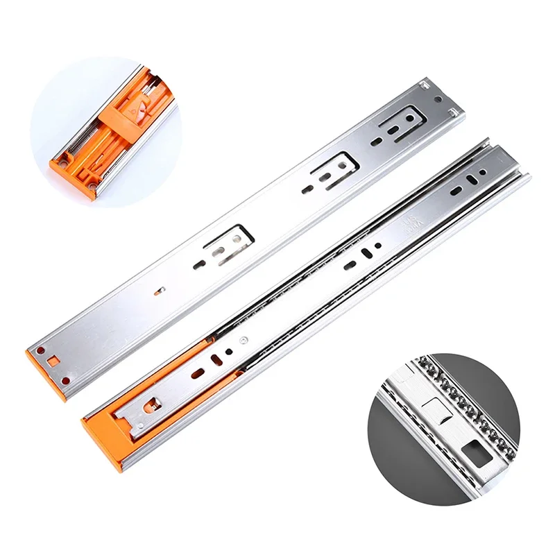 Metal-Drawer-Slides-Three-Section-Drawer-Guides-Mute-Cushion-Buffer ...