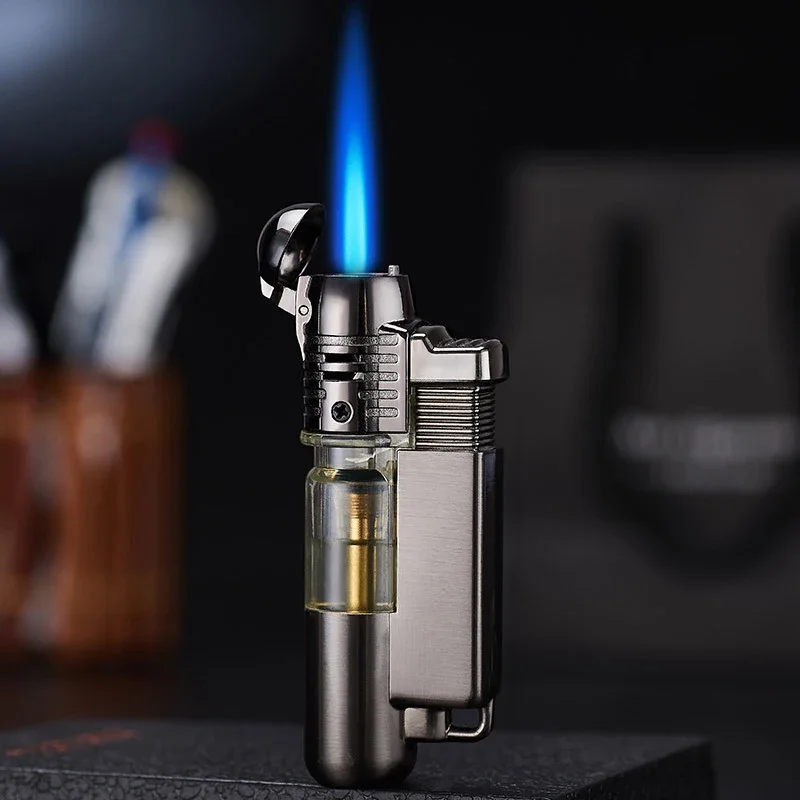 Windproof Turbo Lighter Metal Transparent Gas Box Jet Torch Cigar ...