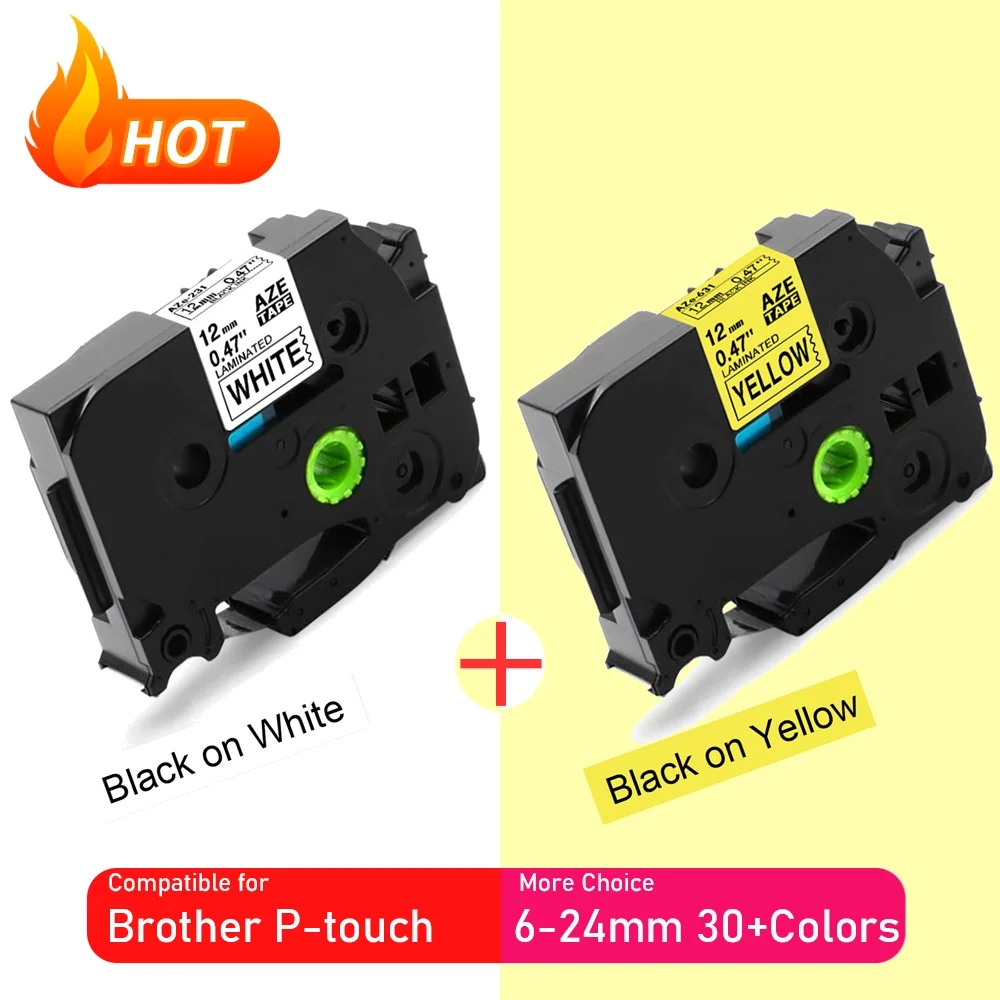 HOT-Set-White-Yellow-Label-Sticker-Compatible-for-Brother-Label-Maker ...