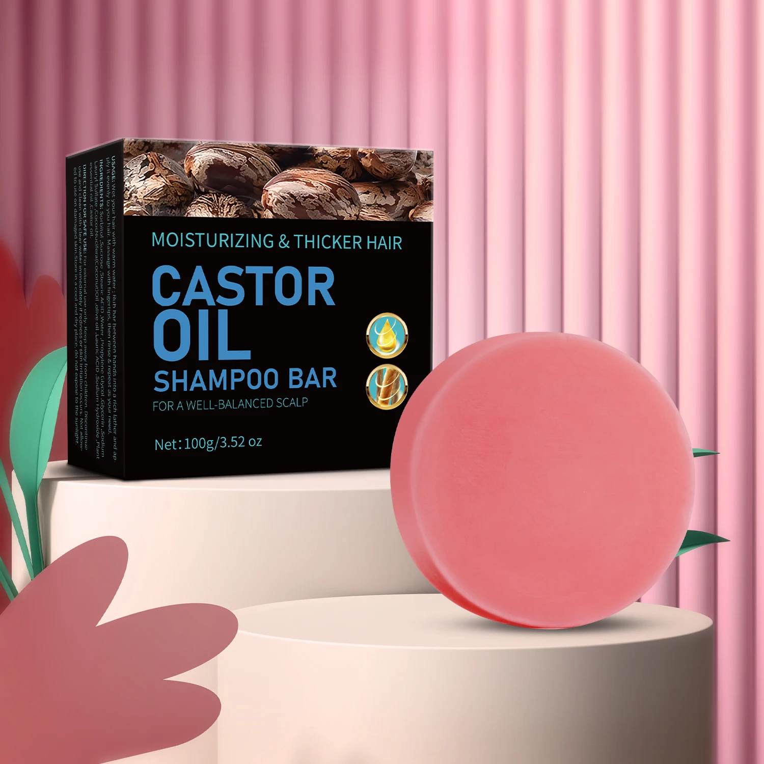 100g Castor Oil Shampoo Hand Make Soap Bar for Hair Growth Hydrating ...