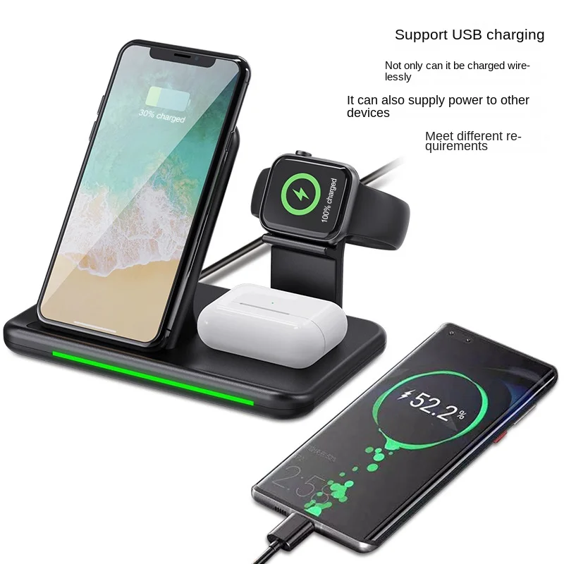 Wireless-Charger-Mobile-Phone-Three-in-one-Fast-Charging-15W ...