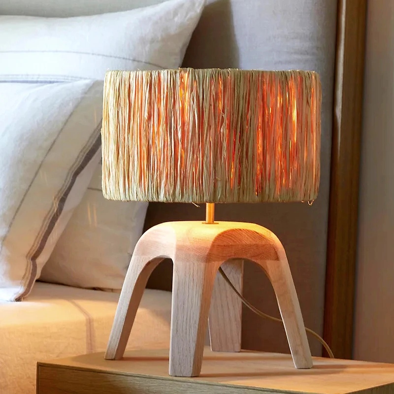 Silent-Wind-Solid-Wood-Table-Lamp-Lafite-Grass-Homestay-Bedroom-Bedside ...