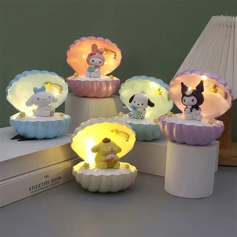 Kawaii-Sanrio-Night-Light-Pompompurin-Pochacco-Anime-Figures-Shell-Lamp ...