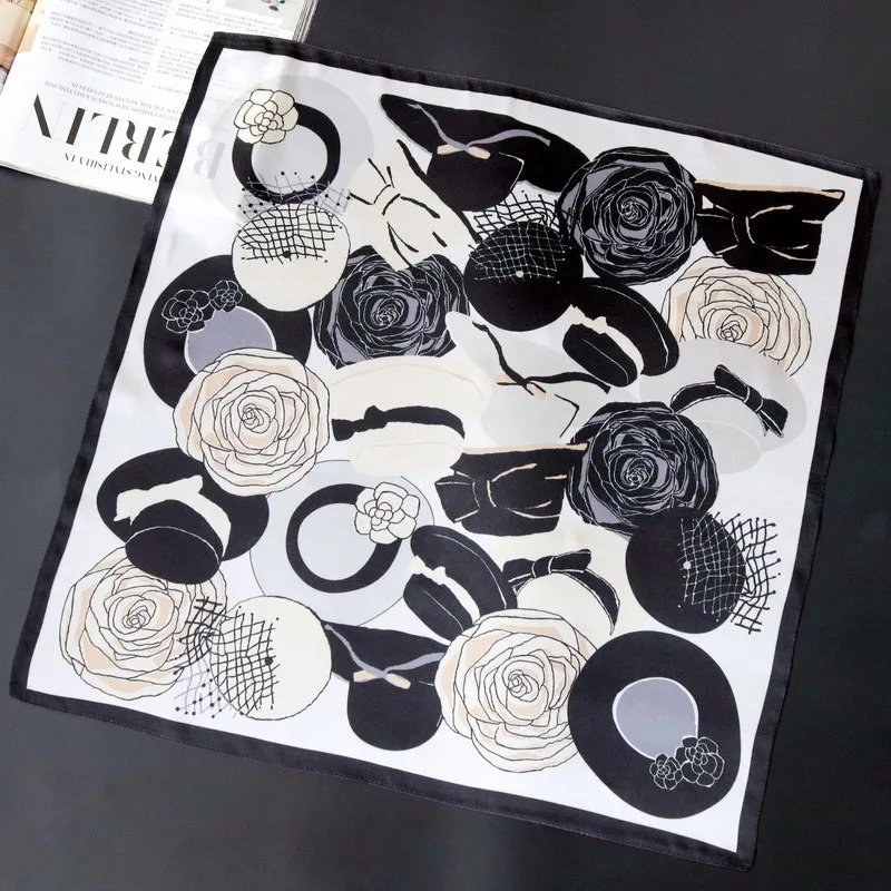 POBING-100-Natural-Silk-Scarf-Women-Hat-Flowers-Print-Square-Scarves ...