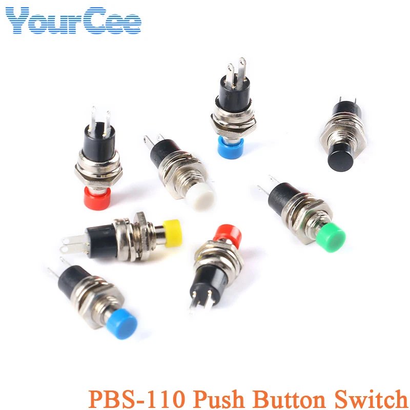 10PCS-PBS-110-Push-Button-Switch-Lockless-Reset-7mm-Round-Power-Switch ...