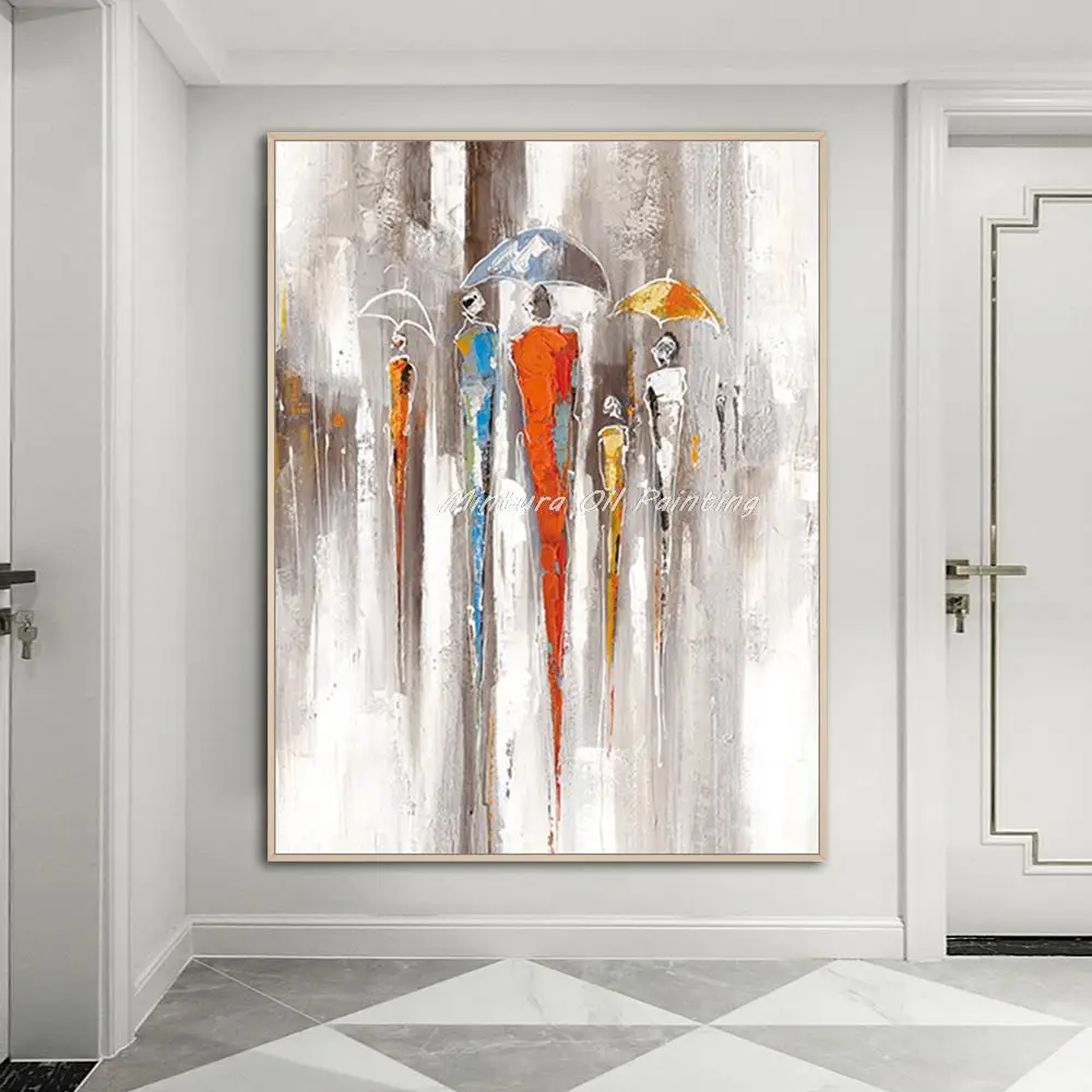 Mintura-pinturas-al-leo-de-calles-abstractas-y-peatones-pintadas-a-mano ...