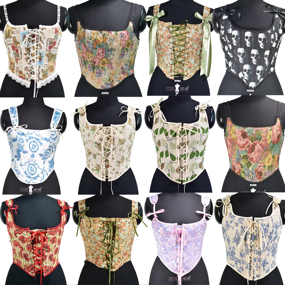 Women-Abdomen-Corset-Crops-With-Bones-Push-Up-Bodies-Lace-Up-Bustiers ...