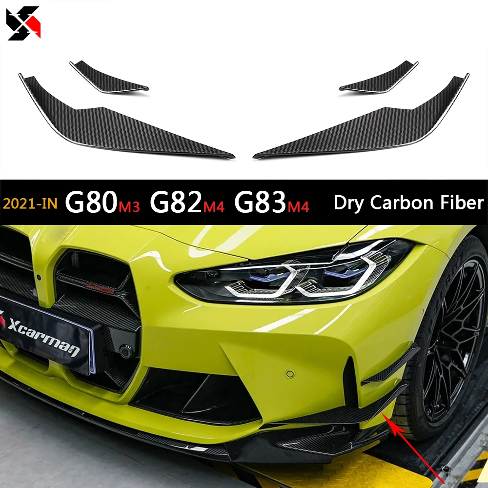 4pcs Dry Carbon Canards Diffuser Spoiler Body Kit Side Fin Flaps For Bmw M3 M4 G80 G82 G83 2021 ...