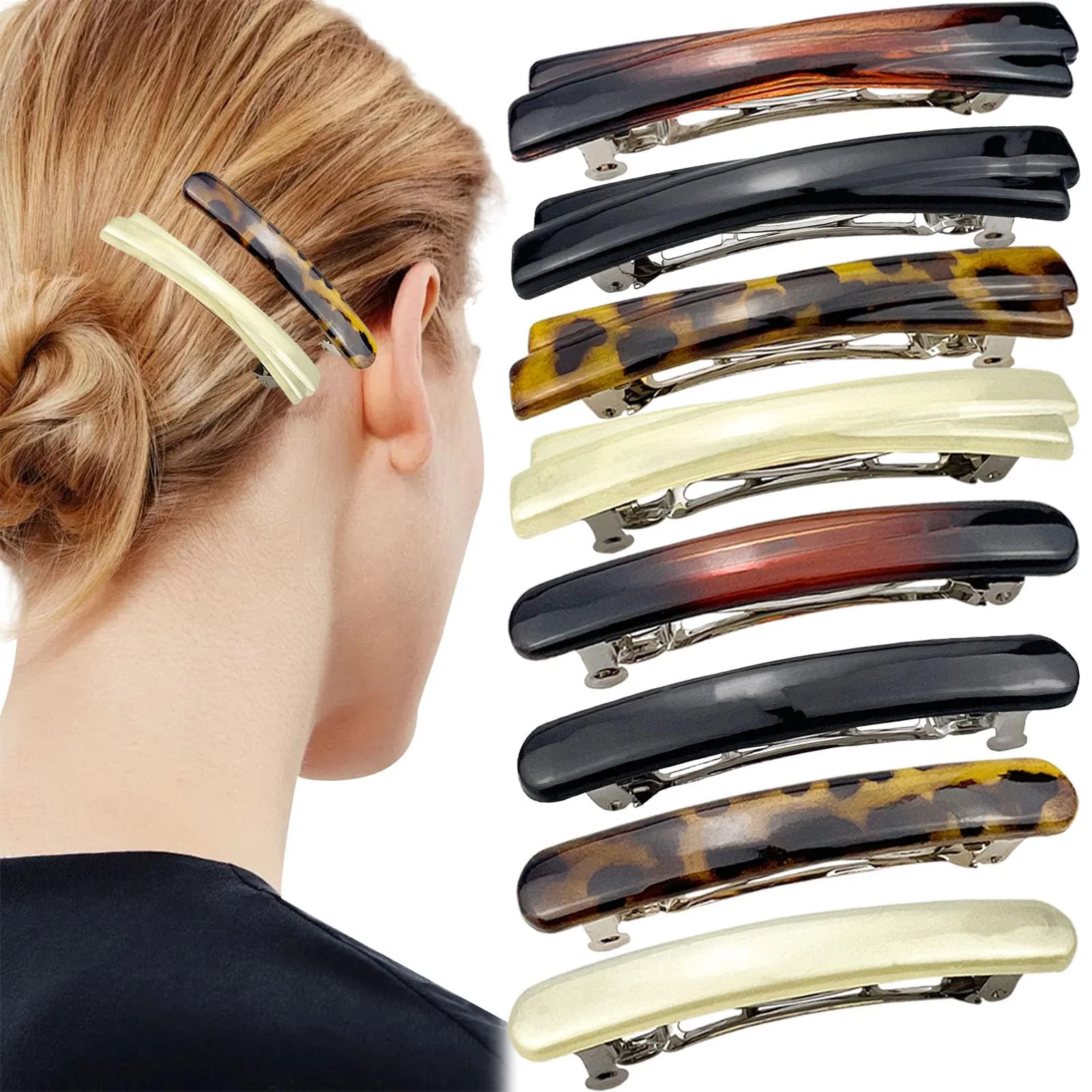 Retro Thin Hair Clips Spring French Hair Clips Hair Style Blue Hair ...