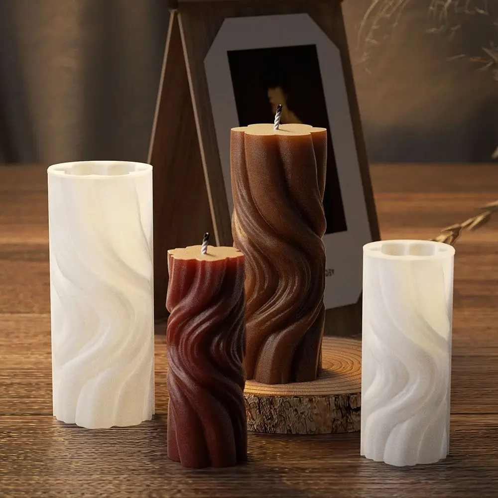 Easy to Demold 3D Water Wave Cylinder Candle Mold Epoxy Resin DIY Craft ...