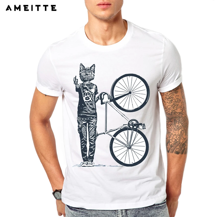 Cat Bicycle T-shirt | Tees Tops - T-shirt New Summer Men Short Sleeve ...