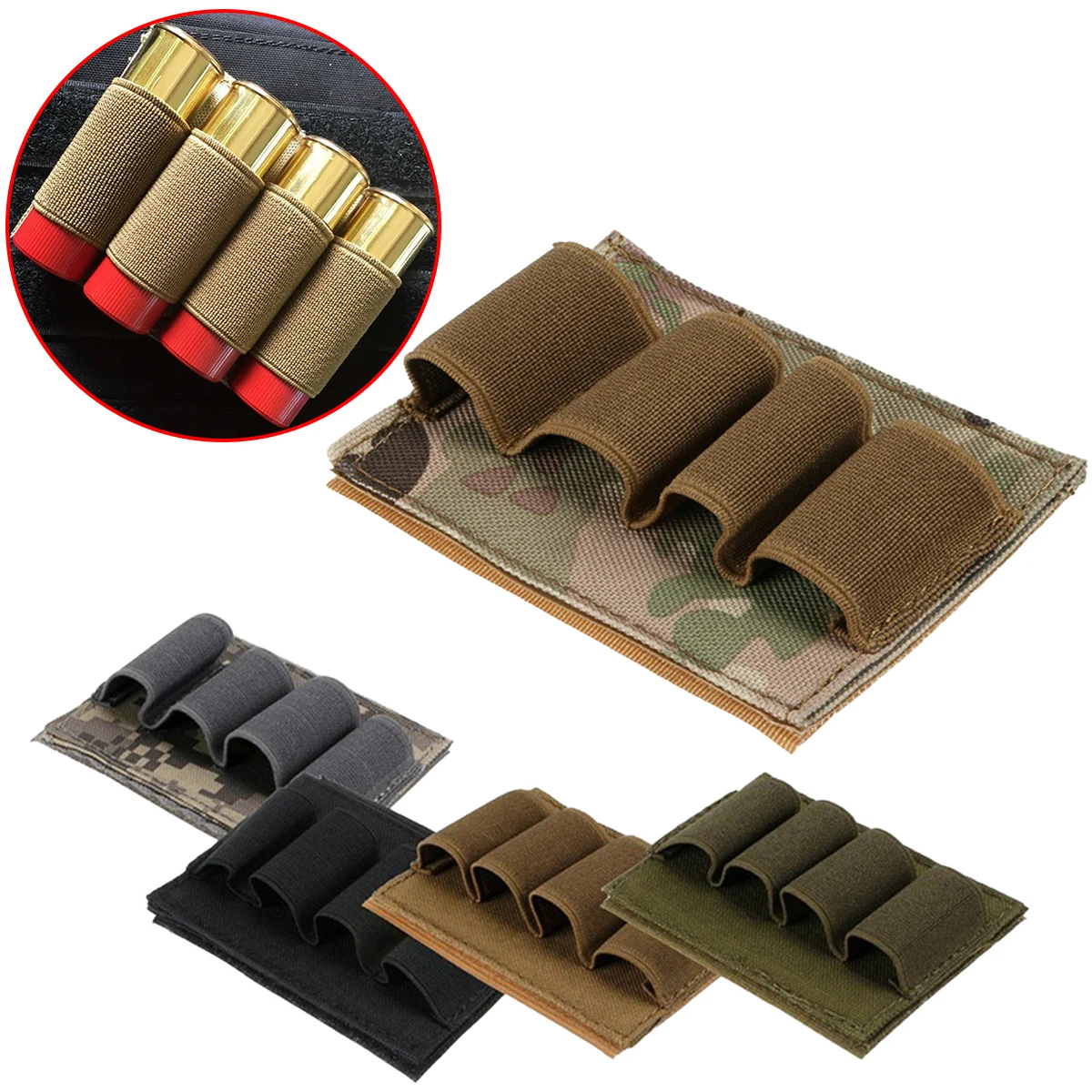 12Ga/20Ga 4 Rounds Ammo Shotgun Shell Carrier Holder Case Molle Style ...