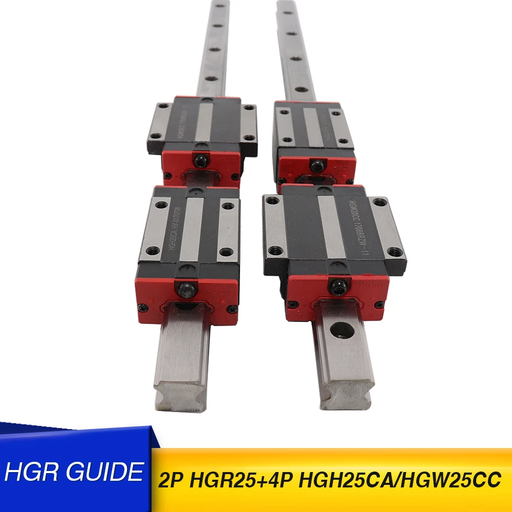 HGH25 linear guide 25mm 2pc linear guide rail all length + 4pc linear ...