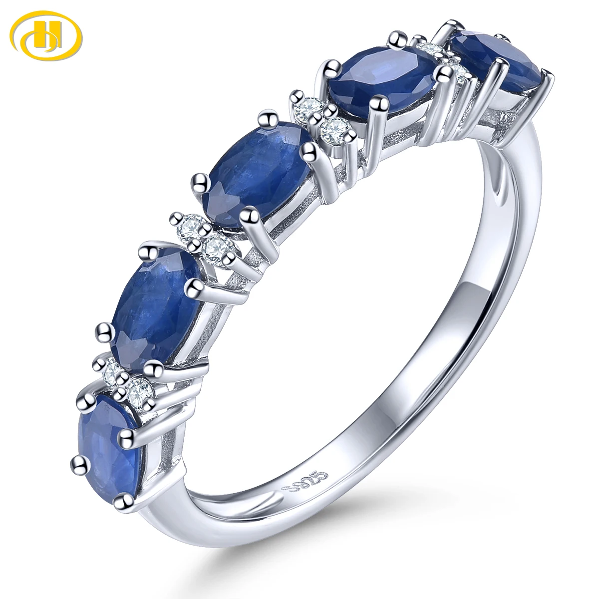 Natural-Safira-Azul-925-An-is-de-Prata-Esterlina-para-Mulheres-Pedra ...