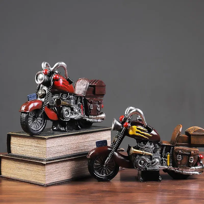 Resin Collectible Motorcycle Figurines for Home Decor Retro Motorbike ...
