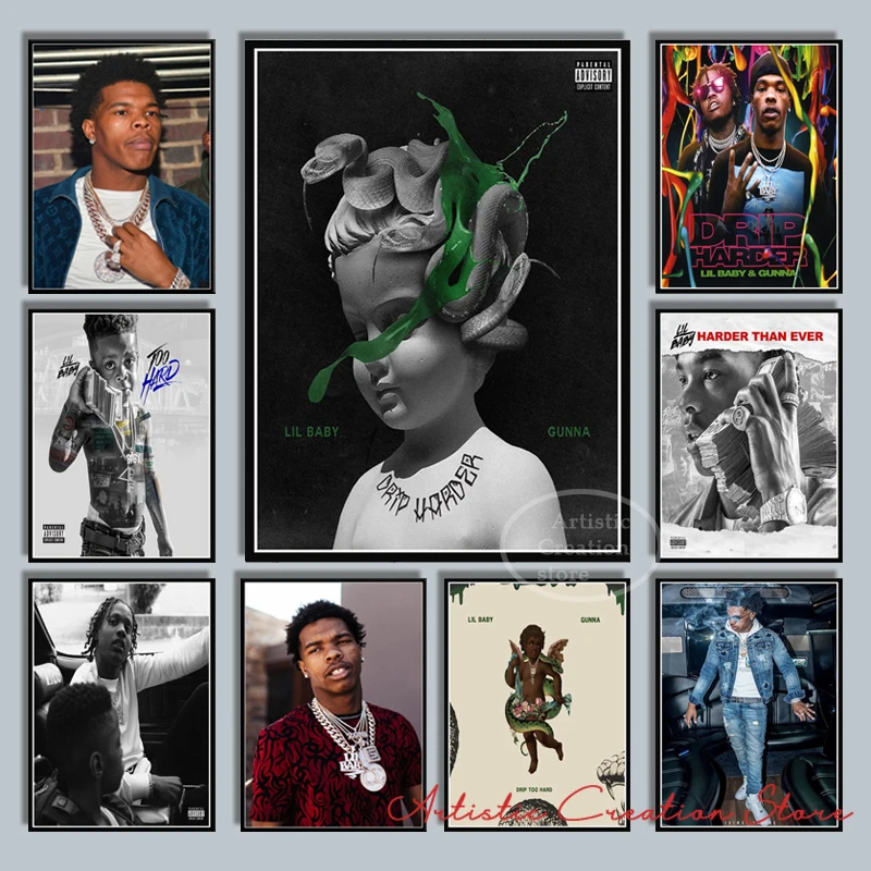 Lil-Baby-Gunna-Poster-Drip-Hip-Hop-Rap-Music-Singer-Star-Album-Canvas ...