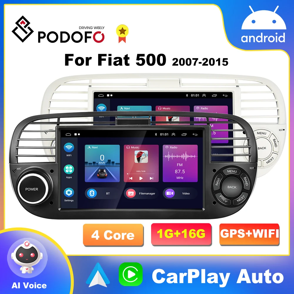 Podofo CarPlay Android Car Radio For Fiat 500 2007 2015 Multimedia ...