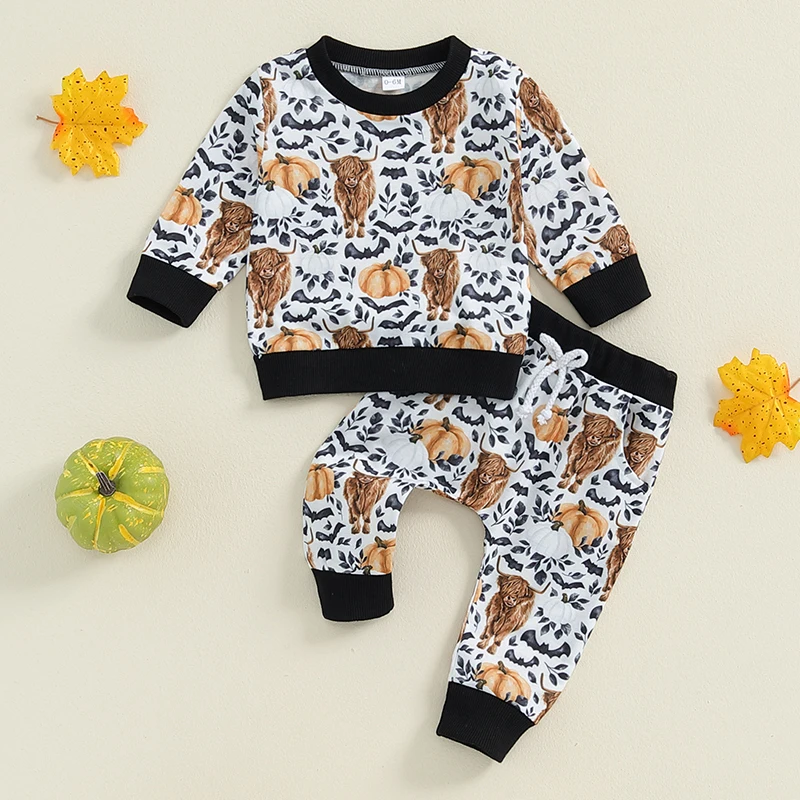 Newborn Infant Baby Boy Halloween Tracksuit Outfits Long Sleeve Cow ...