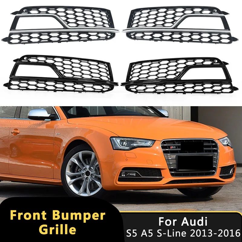 For Audi S5 A5 Sline 2013-2016 Honeycomb Hex Mesh Front Bumper Fog ...