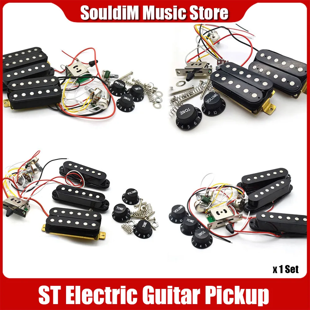Electric-Guitar-Pickup-Wiring-Harness-Prewired-5-way-Switch-2T1V-SSS ...