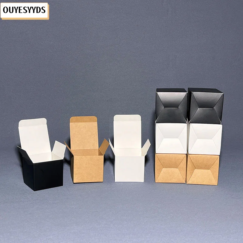 100pcs Mini Paper Box White Black Brown Kraft Cardboard Box For Soap ...