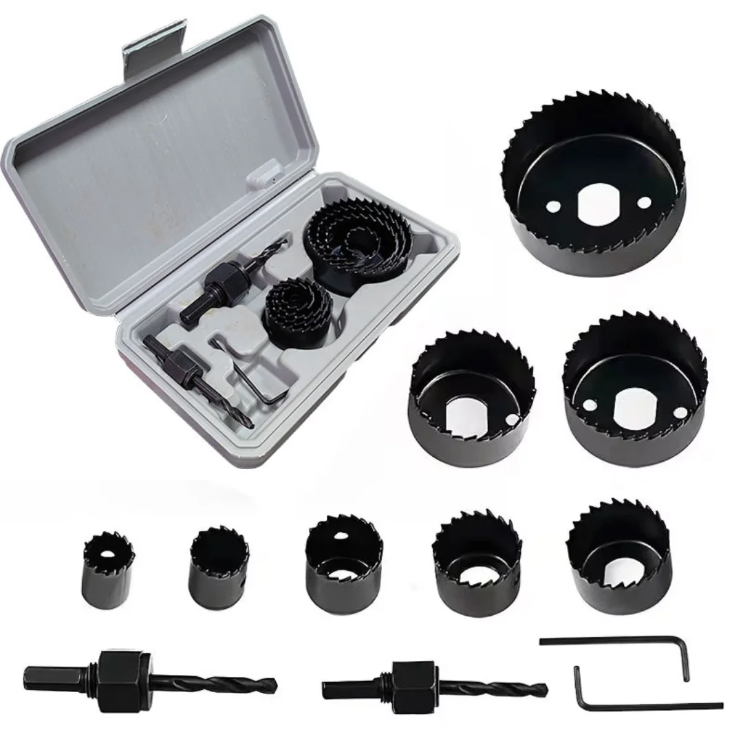 11Pcs-Hole-Saw-Kit-Durable-Carbon-Steel-Metal-Circle-Power-Drill-Hole ...