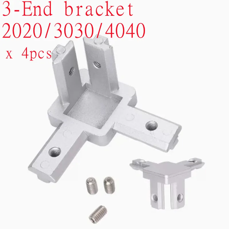 4pack 3-Way End Corner Bracket Connector for T slot 2020 3030 4040 Aluminum Extrusion Profile 3 ...
