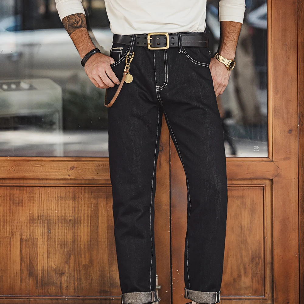 Maden Golden Embroidery Denim Jeans Vintage Selvedge Straight High ...