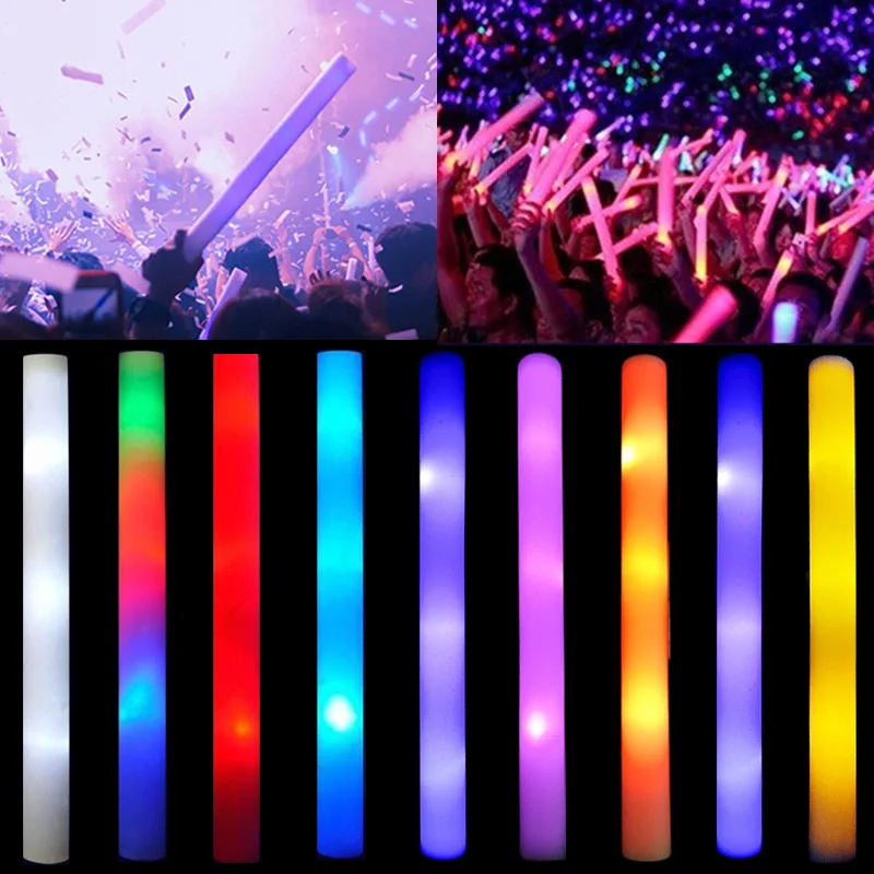 20 Pcs Led Foam Bar Glow In The Dark Light-Up Foam Sticks LED Soft ...