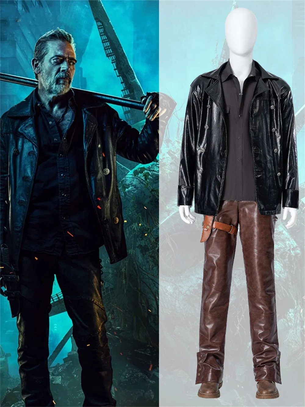 Y-r-y-l-Negan-Cosplay-kost-m-l-ehir-Negan-deri-ceket-pantolon-erkekler ...