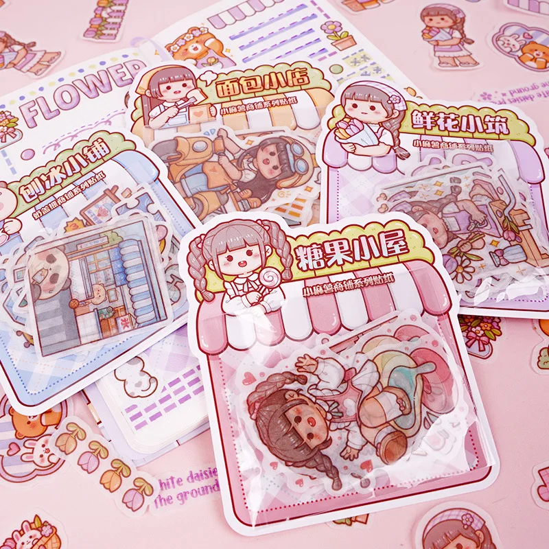 50pcs/1lot kawaii Stationery Stickers small mochi shop Diary Planner ...