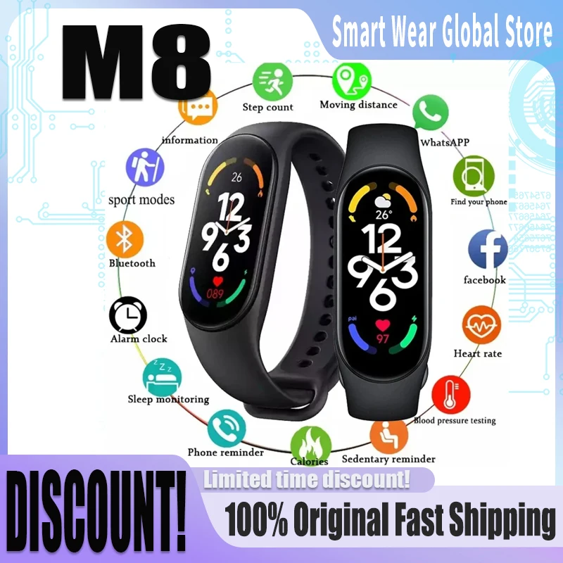 Original-M8-Smart-Watch-Men-Women-Smartband-Heart-Rate-Smartwatch ...