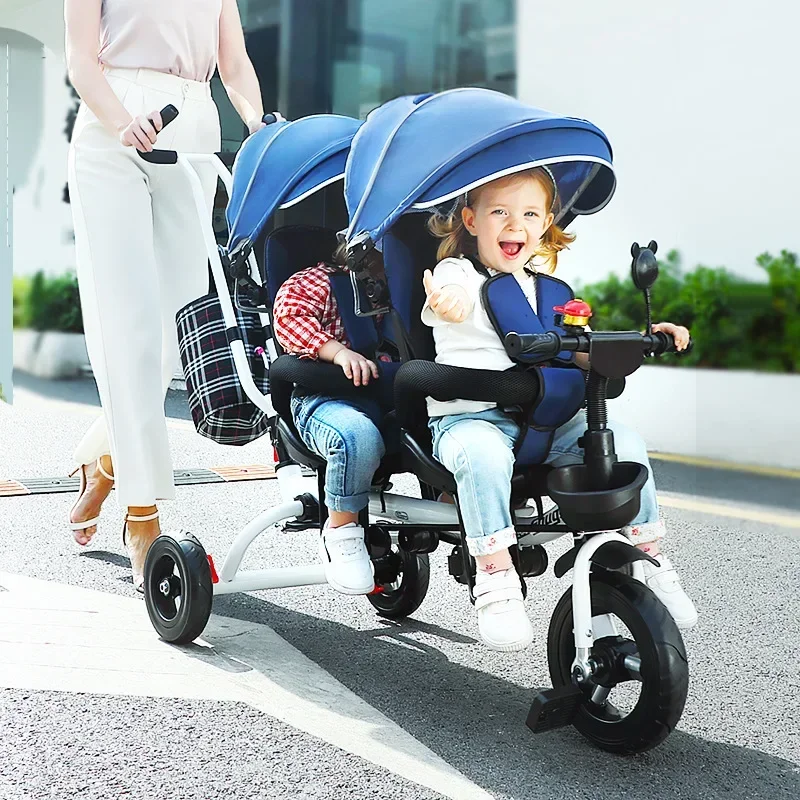Three-wheeled-Stroller-Reversible-Travel-Stroller-Can-Sit-Riding-Twins ...
