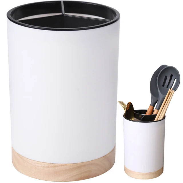 Utensil Holder Cutlery Drainer Kitchen Tableware Storage Bucket Plastic ...