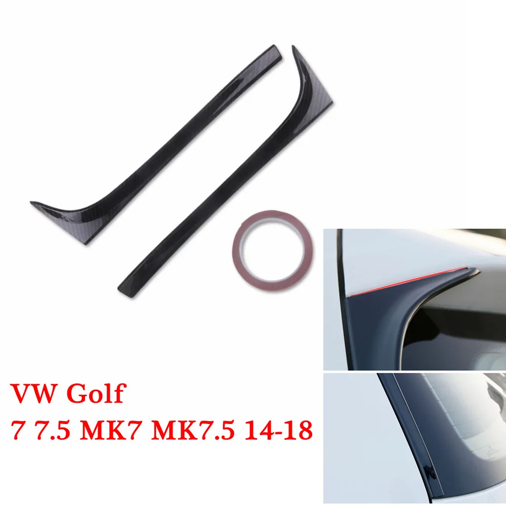 Glossy-Black-Carbon-Fiber-Style-2x-Rear-Window-Spoiler-Side-Wing-Trim ...