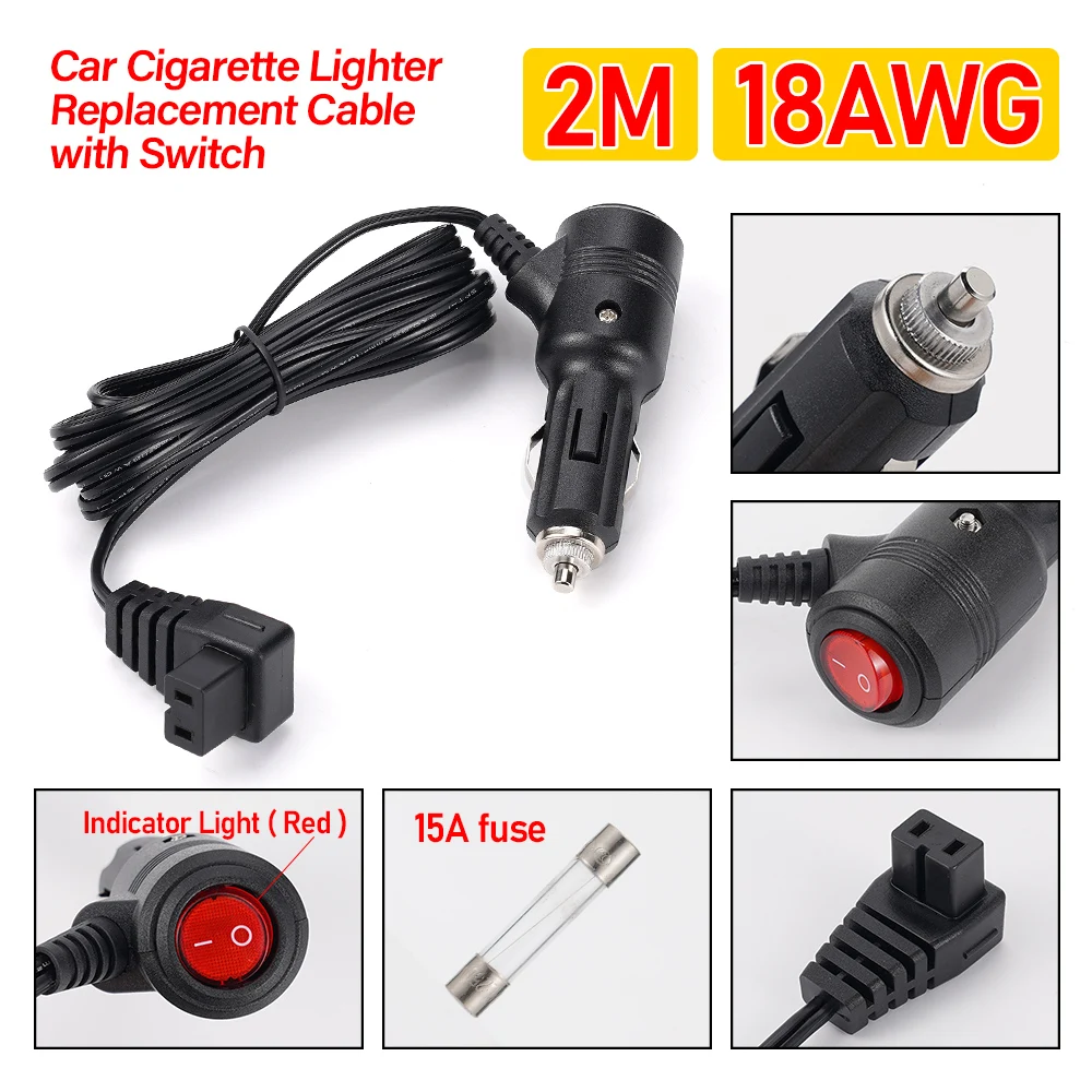 2M-15A-Car-Refrigerator-Power-Cable-Heater-Extension-Charging-Wire ...